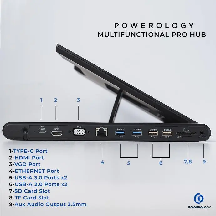 Powerology Multi-Functional Pro Hub Laptop Stand